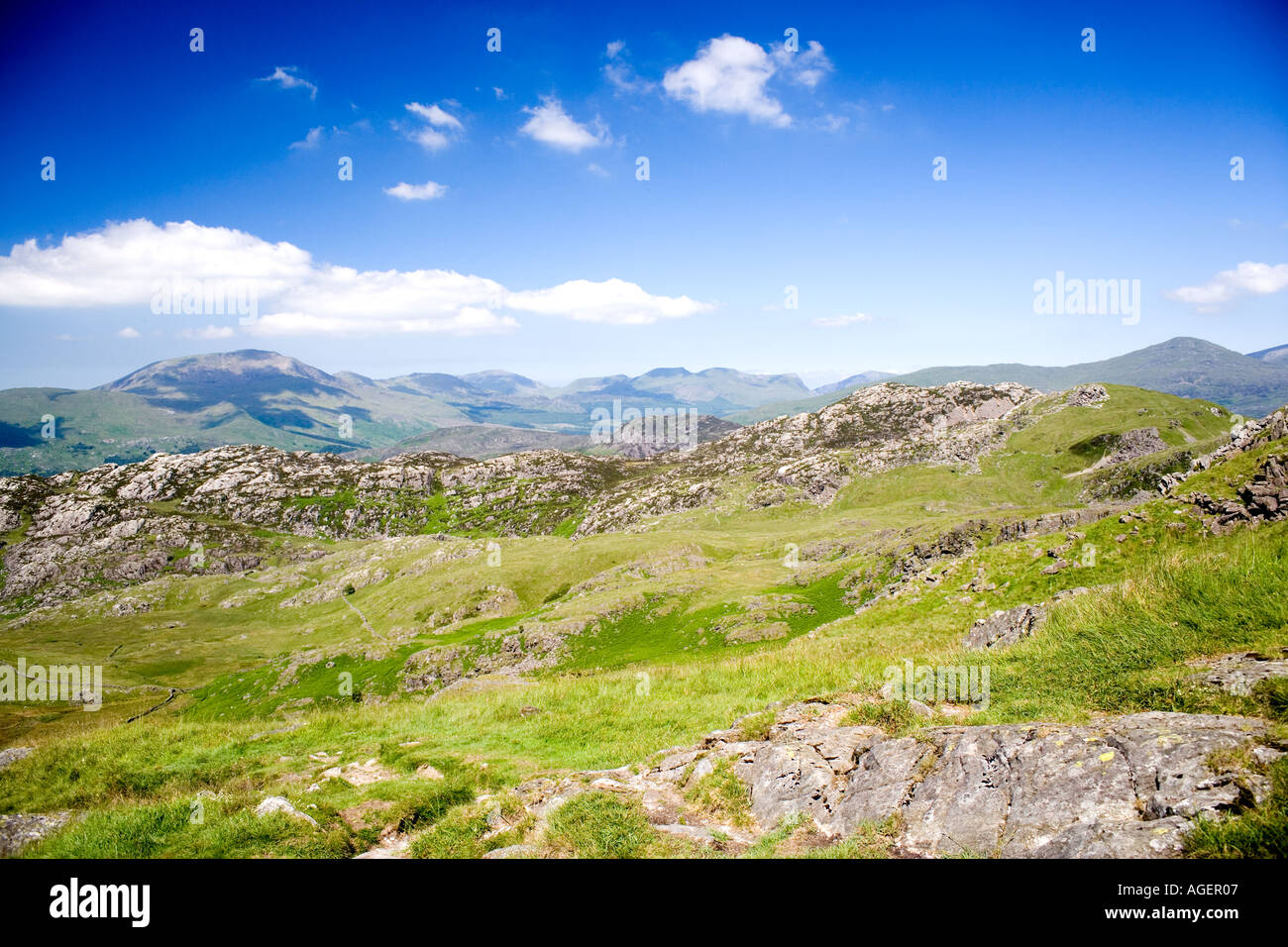 Snowdonia from the path above Croesor village Snowdonia North Wales ...