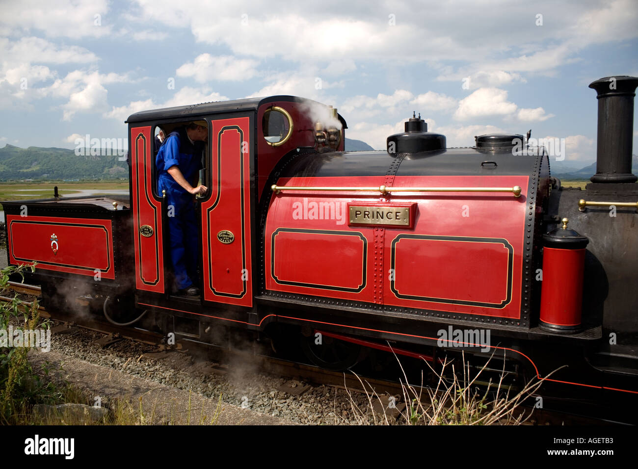Prince steam Train Ffestiniog steam railway on the cob coming from the ...
