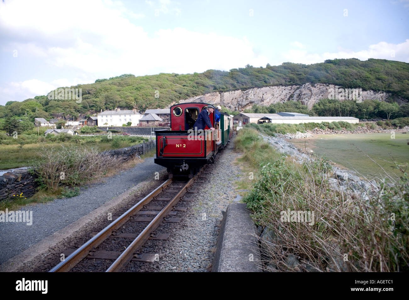 Prince steam Train Ffestiniog steam railway on the cob coming from the ...