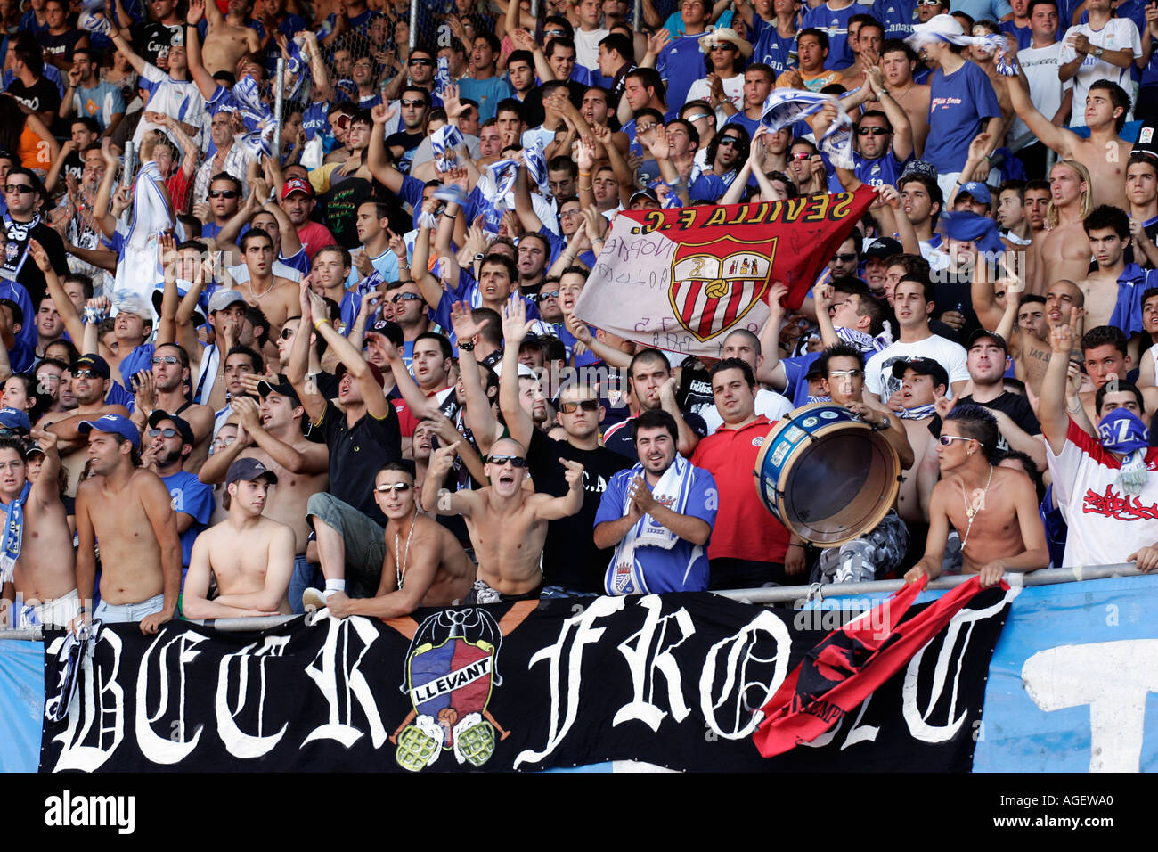 Xerez CD and Sevilla FC fans together against Cadiz CF Chapin Stadium ...
