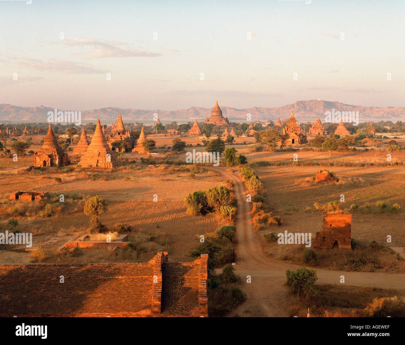 Pagoda's spread across the desert in the Ancient City of Bagan in Burma ...