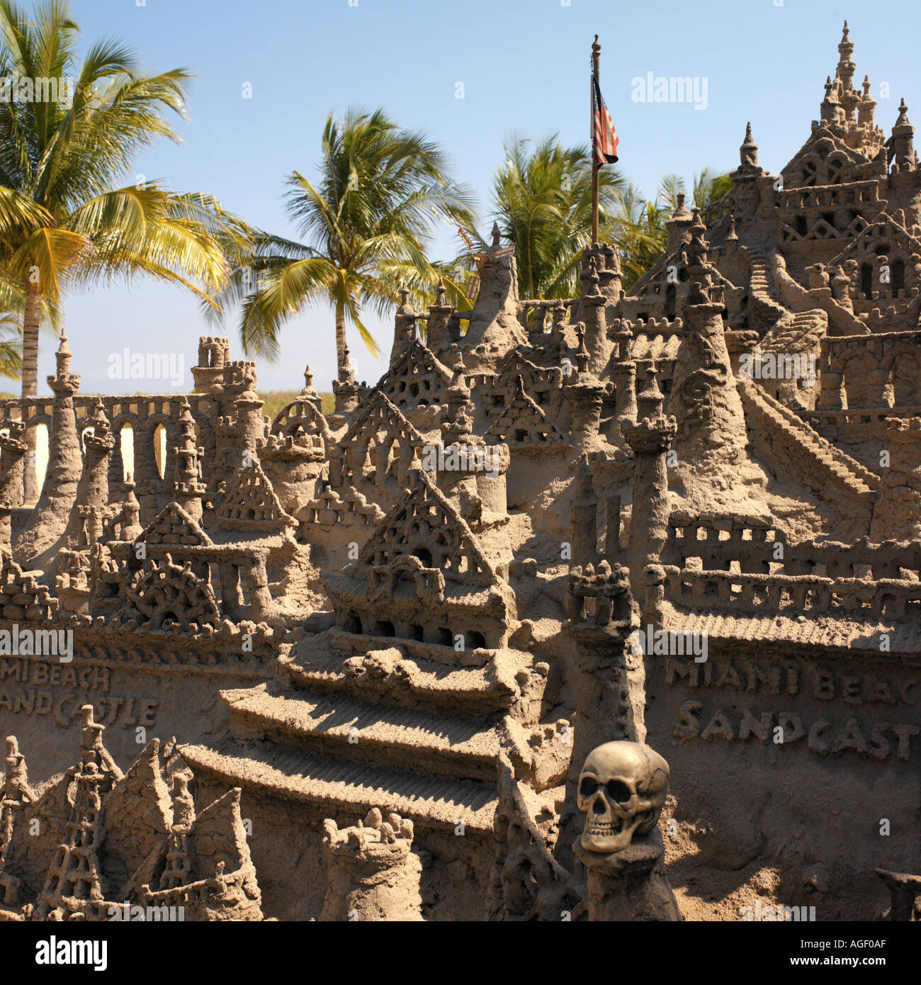 Sand castle building on Miami Beach - Florida - USA Stock Photo - Alamy