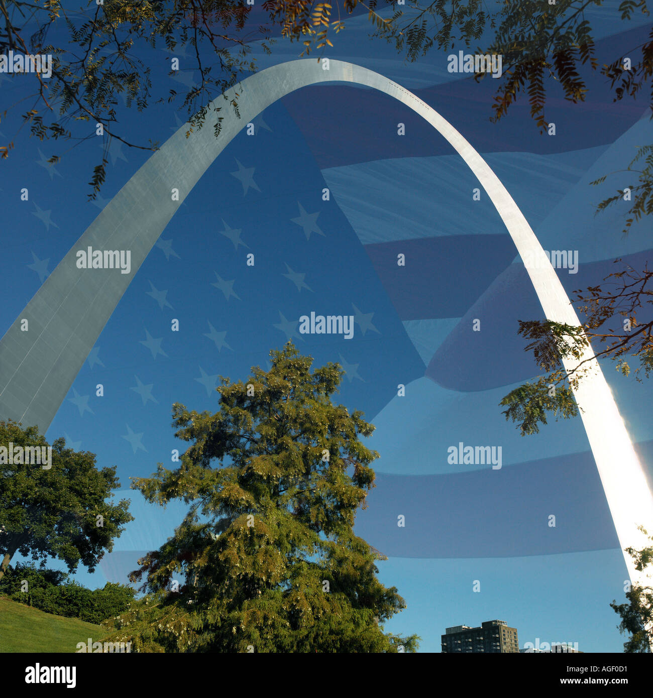 American flag gateway arch st hi-res stock photography and images - Alamy