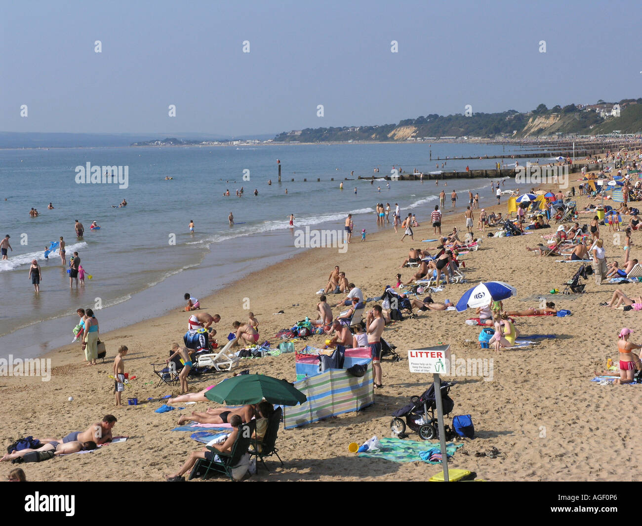 bournemouth seaside town busy beach summer in dorset southern england ...