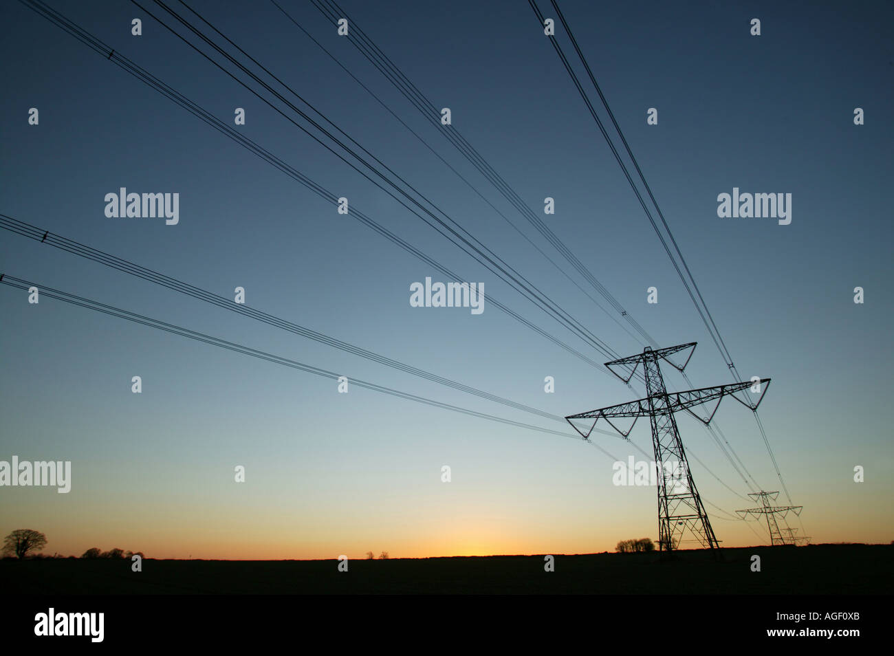 power lines in somerset uk Stock Photo - Alamy