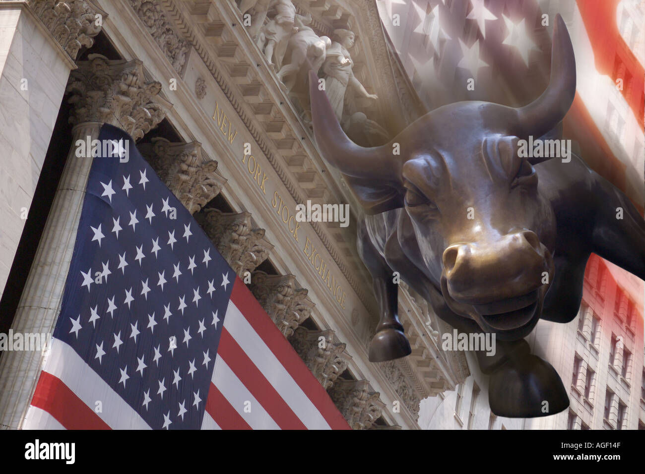 Bull market american flag hi-res stock photography and images - Alamy