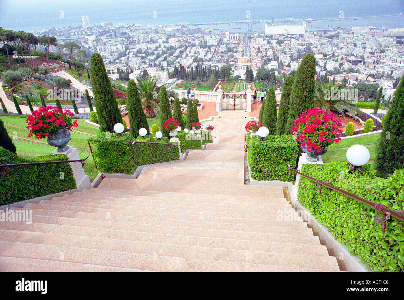 View on Bahai terrace garden and downtown Haifa Israel Stock Photo - Alamy