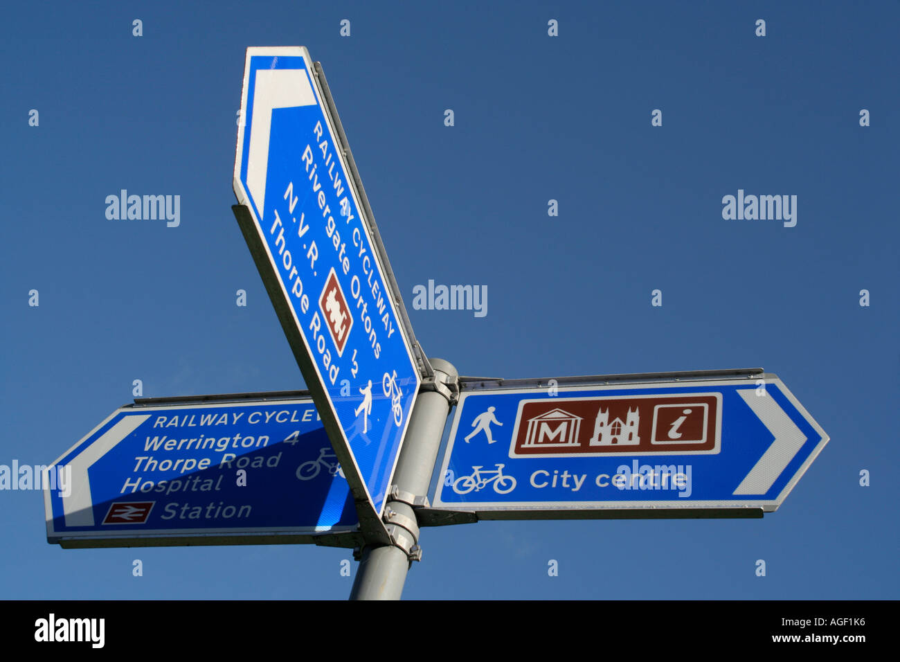 peterborough signpost city centre attractions cambridgeshire england uk ...