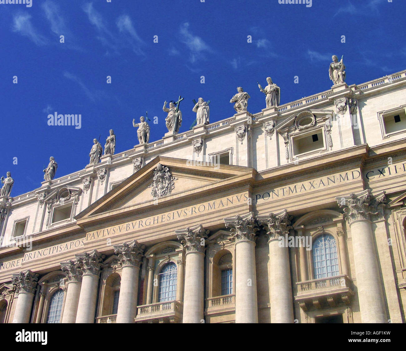 EXTERIOR OF ST PETERS, ROME, SHOWING STATUES OF THE SAINTS Stock Photo ...