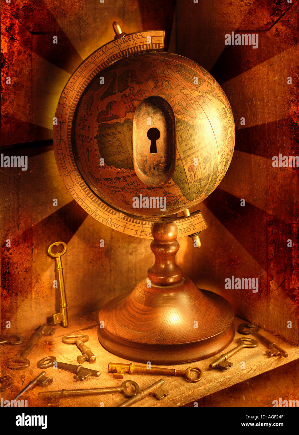 Globe with Keyhole Stock Photo - Alamy