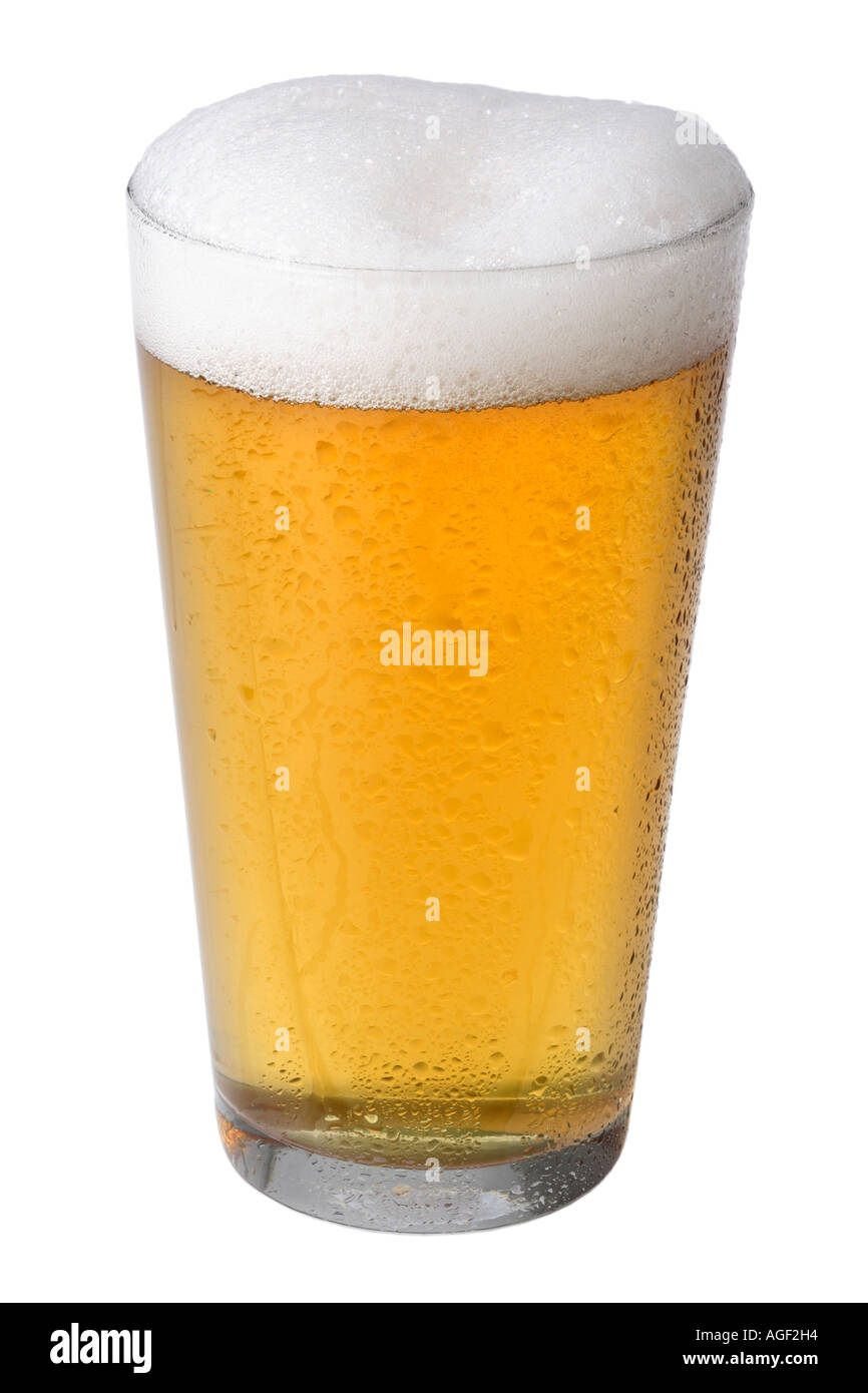 Glass of Beer with Suds Stock Photo - Alamy