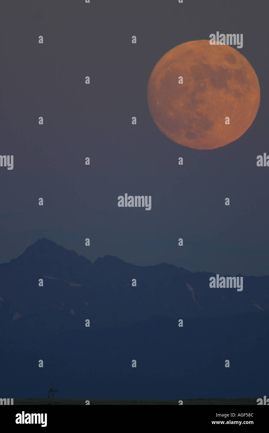 Moonrise over Colorado Front Range Stock Photo - Alamy