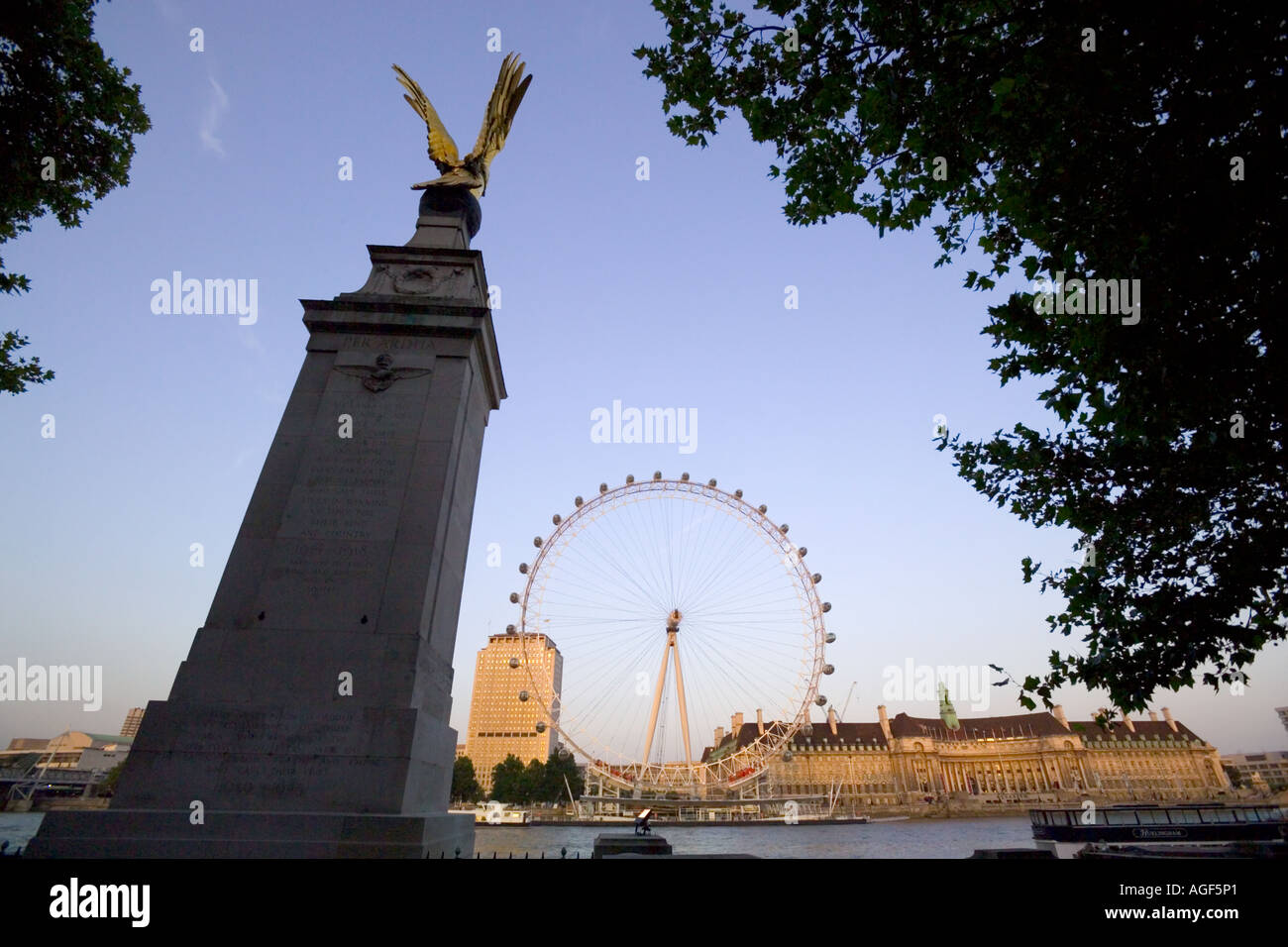 The RAF memorial and the London Eye Stock Photo - Alamy