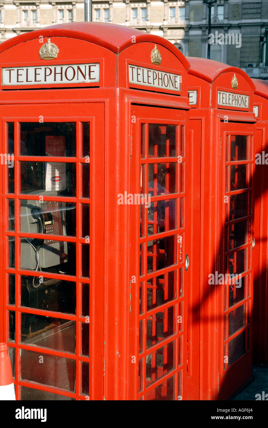 British red telephone boxes London Stock Photo - Alamy