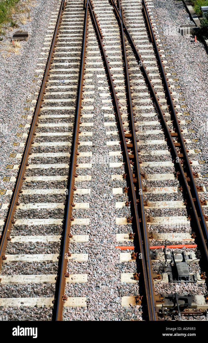 Railway track points Stock Photo - Alamy