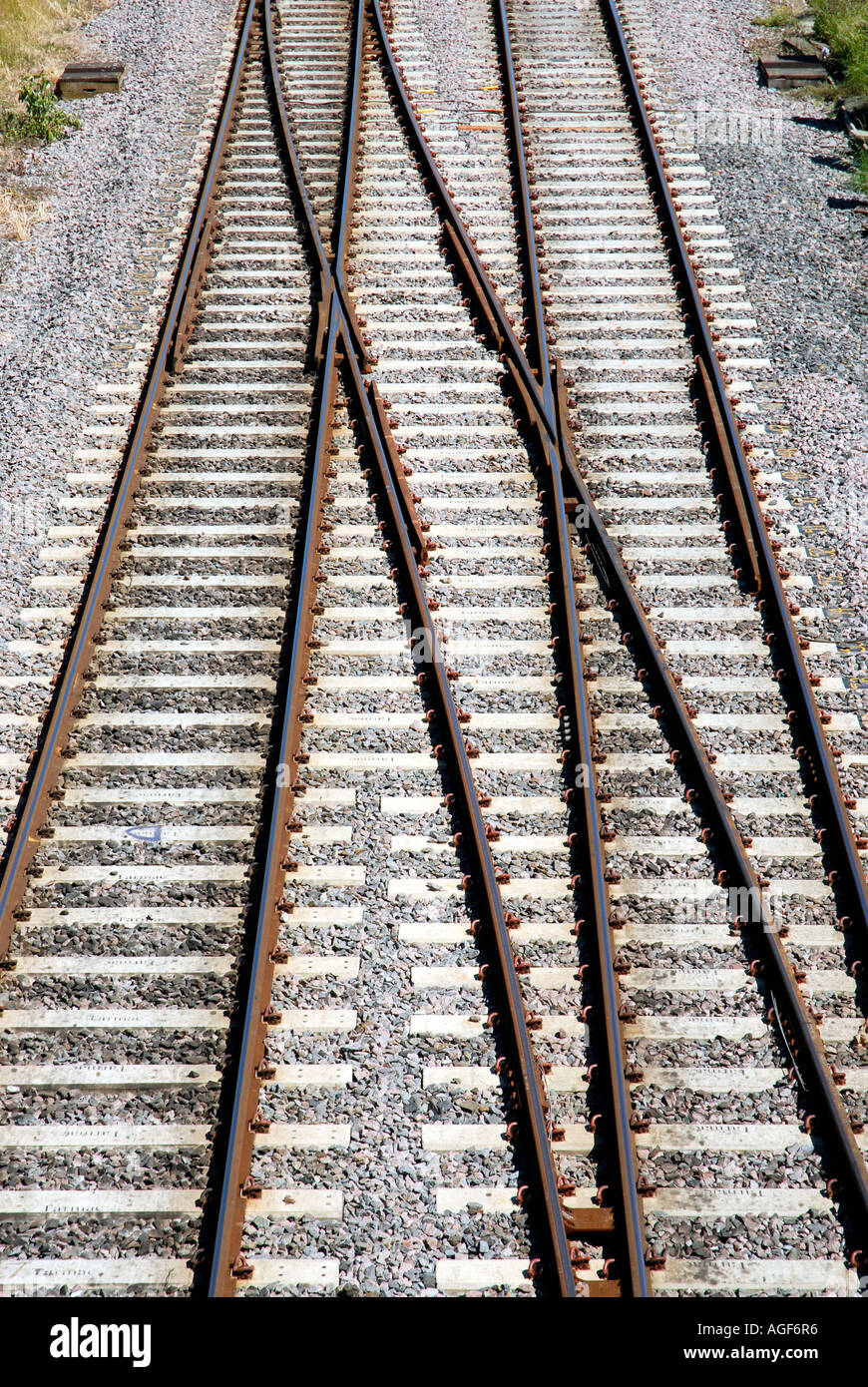 Railway track points Stock Photo - Alamy