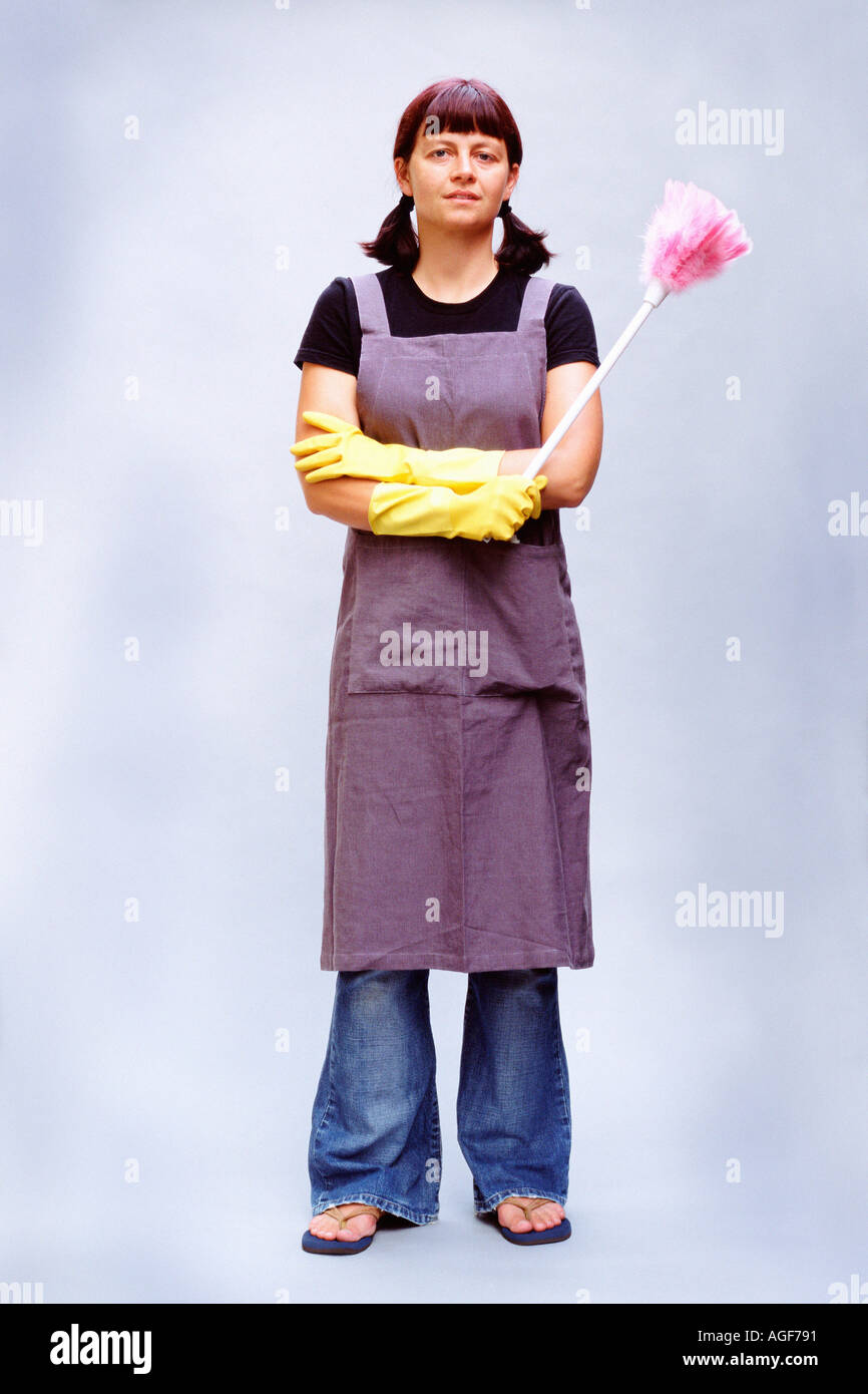 Woman single cleaning duster hi-res stock photography and images - Alamy