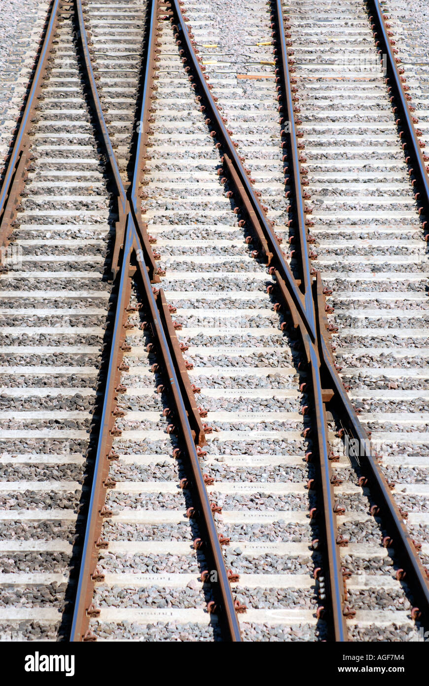 Railway track points Stock Photo - Alamy