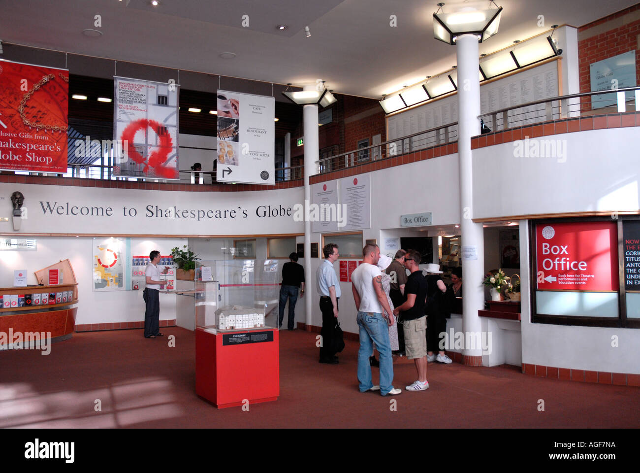 The Globe Theatre foyer on the South Bank Southwark London Stock Photo ...