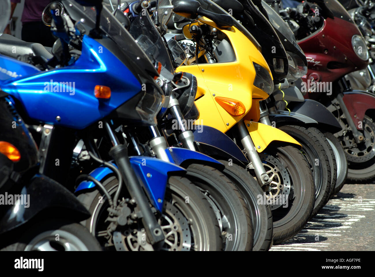 Motorcycles parked in a London street Stock Photo - Alamy