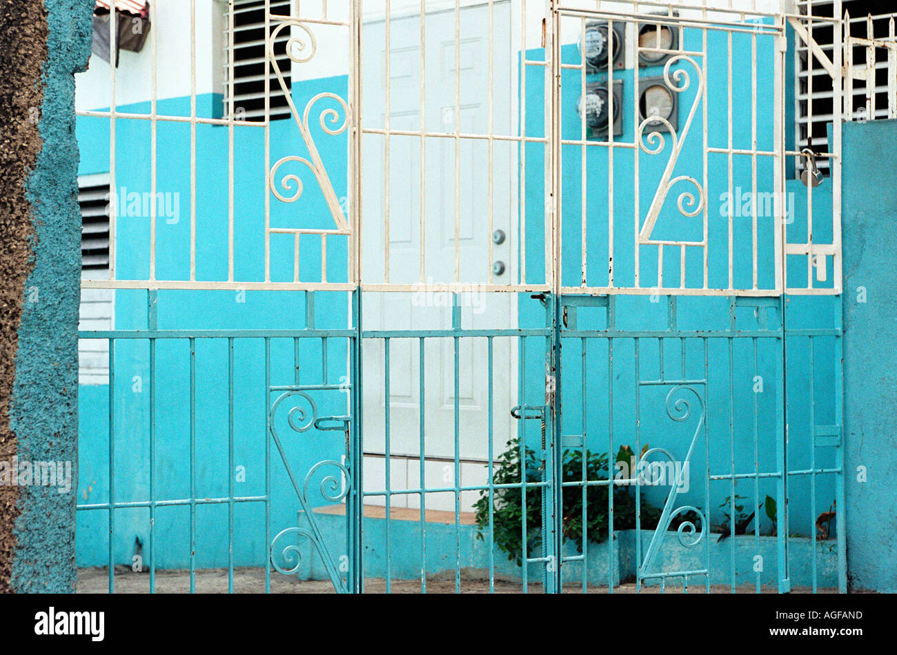 Gated doorway in Kingston Jamaica Stock Photo - Alamy