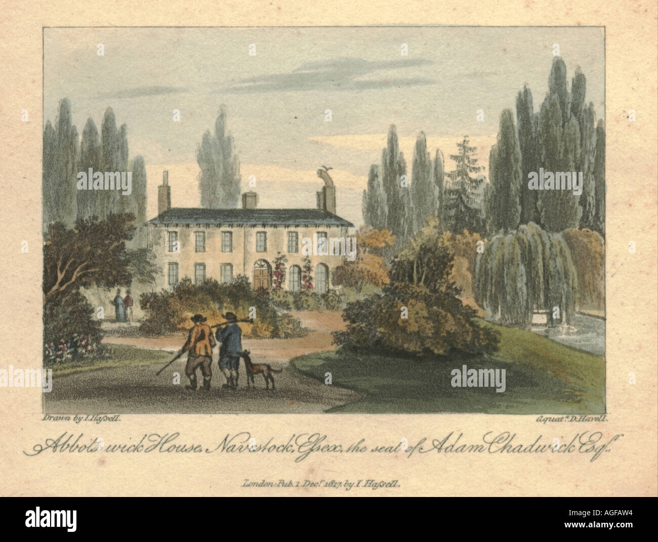 Aquatint of Essex manor house 1817, seat of Adam Chadwick Stock Photo ...