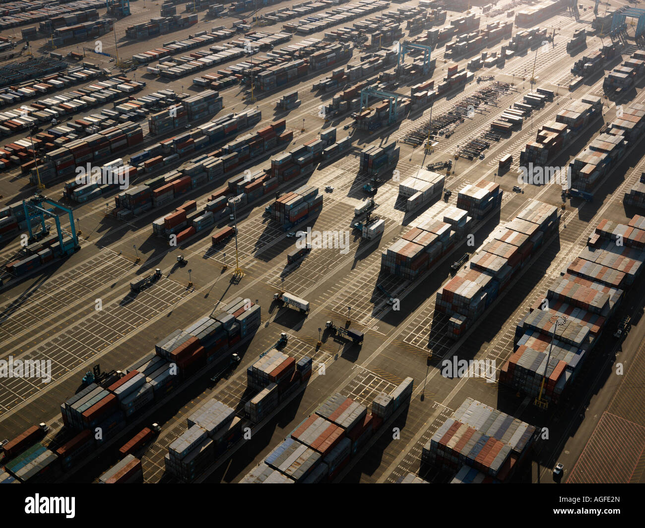 Aerial view of cargo containers in Los Angeles California Stock Photo ...