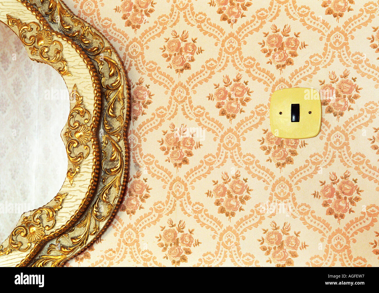 Mirror and light switch on wall in Grand Hotel Praha in Slovakia Stock ...