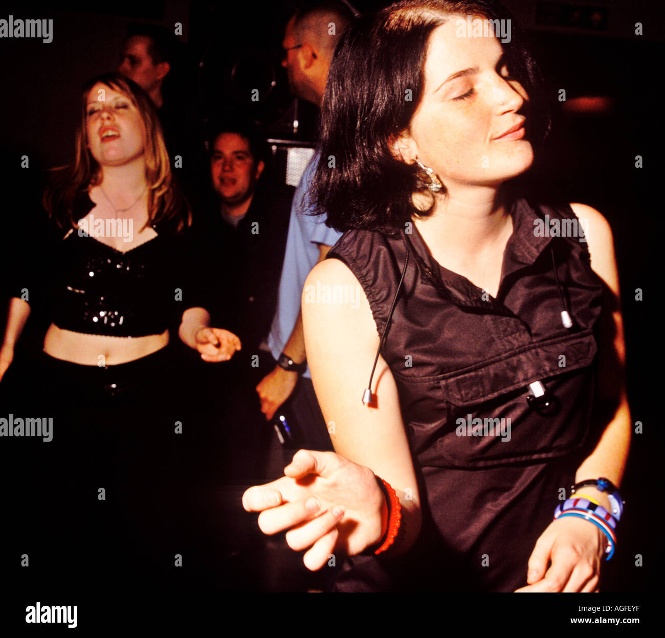Blissed girl on dancefloor at Swerve The End London Stock Photo - Alamy