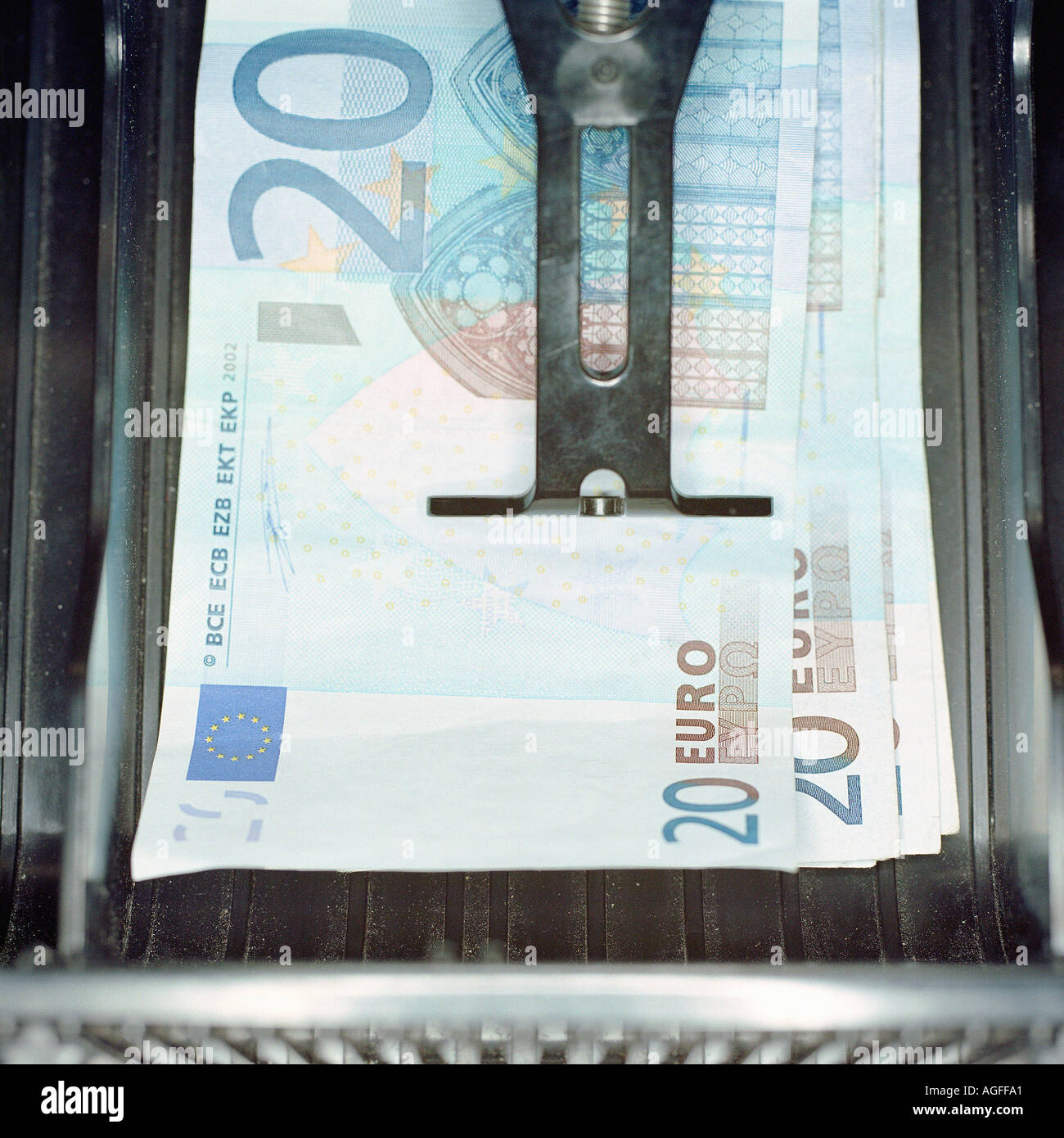 Euro notes in cash register Stock Photo - Alamy