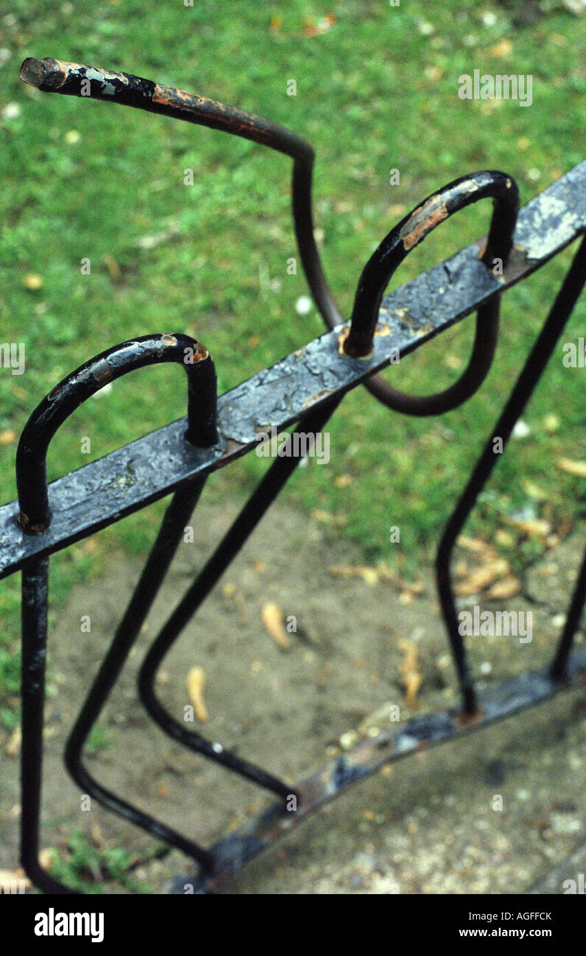 Damaged bent-out-of-shape metal railings Stock Photo - Alamy