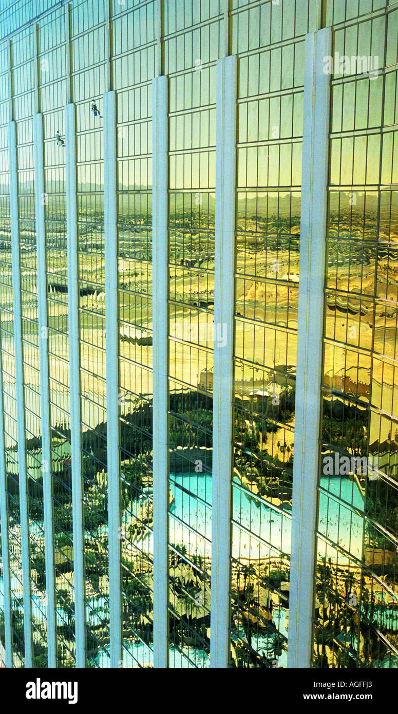 Reflection of desert in window of Mandalay Bay hotel Las Vegas Stock ...
