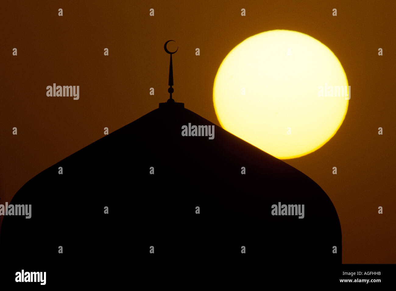 Sunset over Mosque Sohar Oman Stock Photo - Alamy