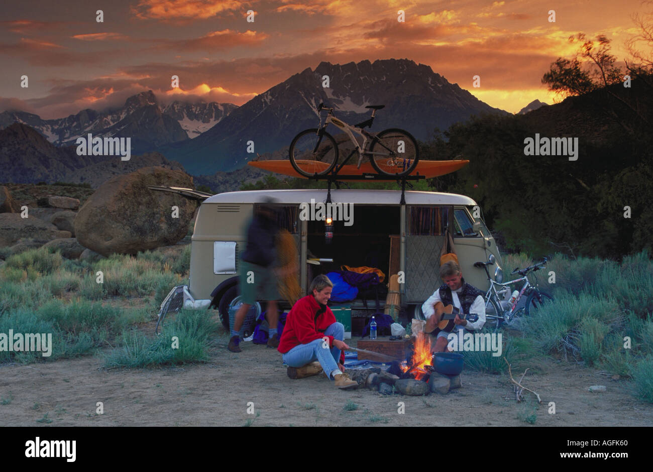 Campers Cooking Campfire Stock Photos & Campers Cooking Campfire Stock ...