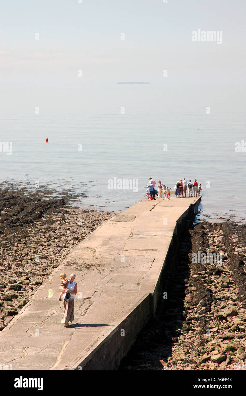 Concrete slipway on Clevedon seashore, Somerset, England Stock Photo ...