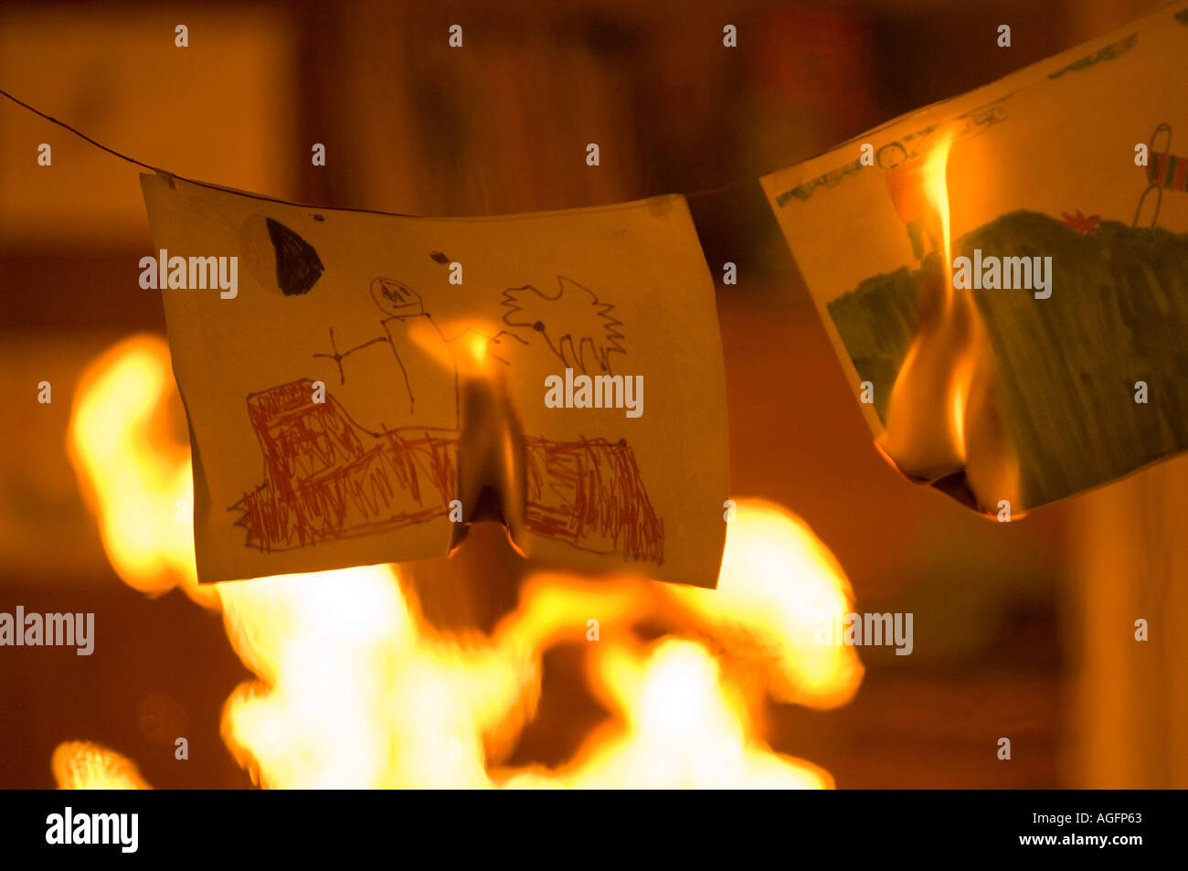 Children s drawings in school fire Stock Photo - Alamy