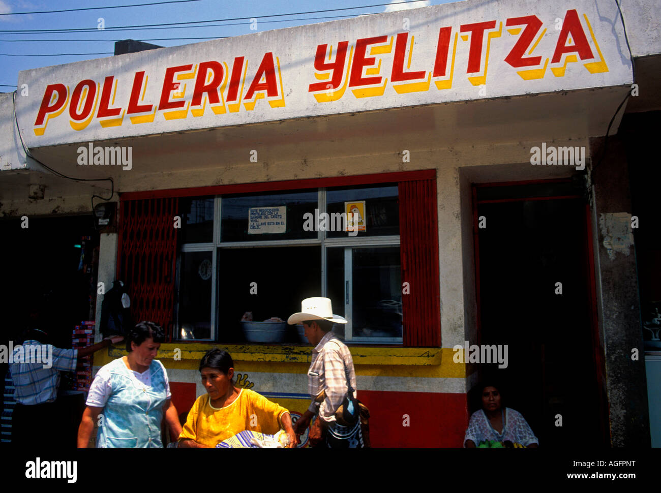 Guatemalan people, poultry store, shop, tienda, Polleria Yelitza, Coban ...