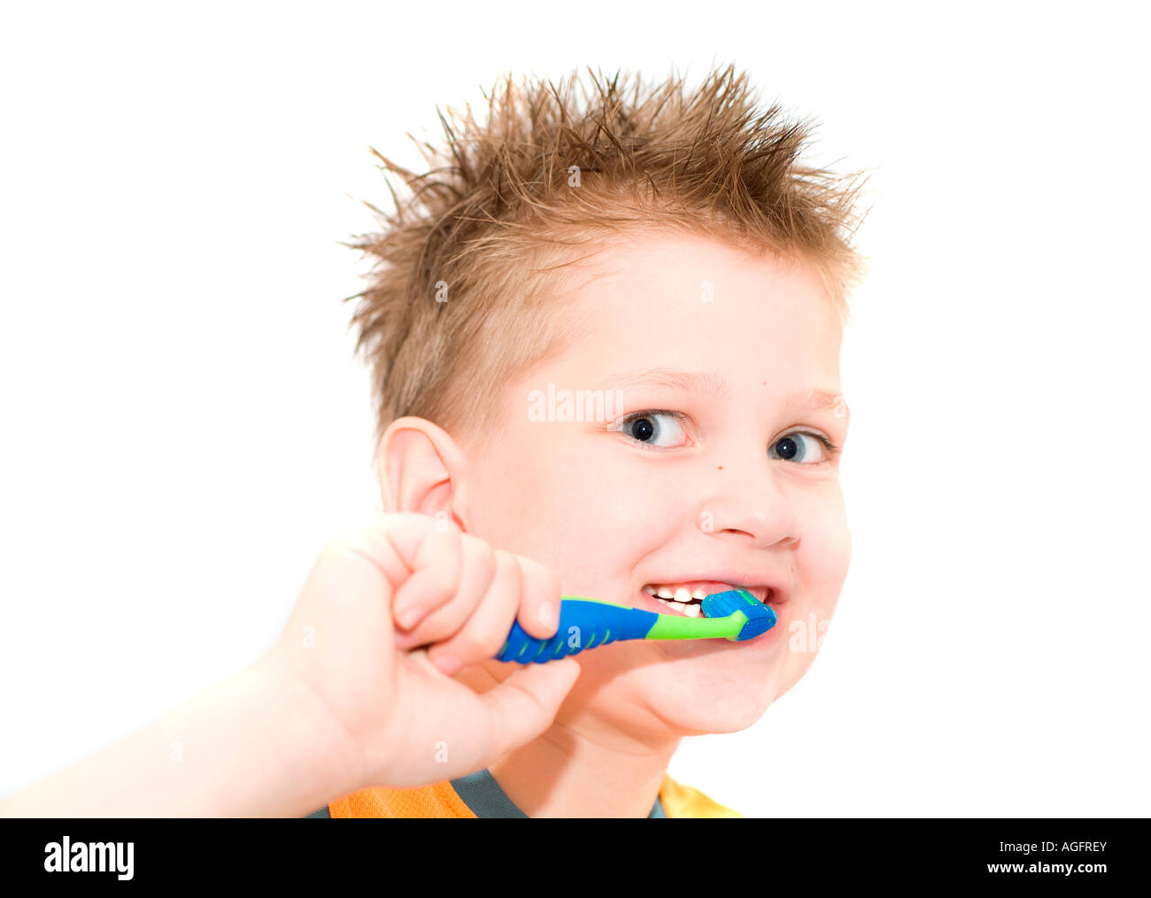 boy cleaning teeth Stock Photo - Alamy
