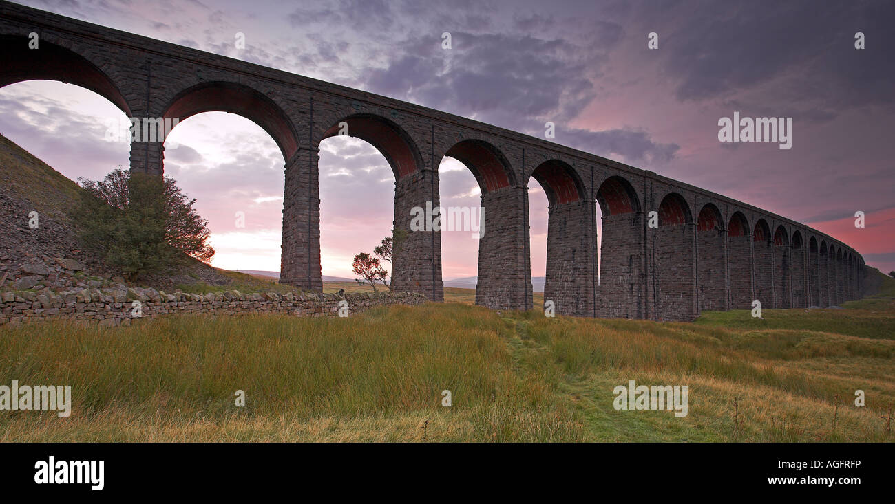 The Ribblehead Viaduct spanning the moorland area known as Batty Moss ...
