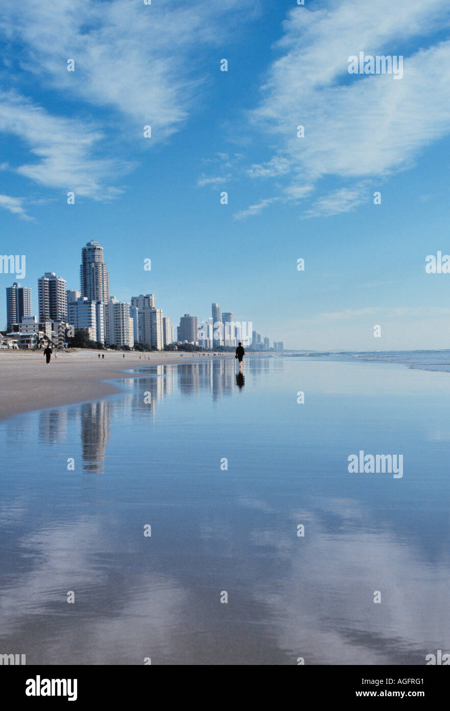 reflection on beach, Surfers Paradise, Australia Stock Photo - Alamy