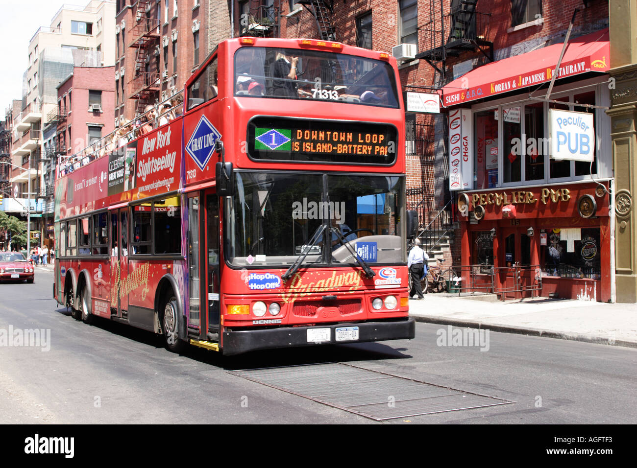 Double Decker Sightseeing Tour Bus Bleeker Street Greenwich Village ...