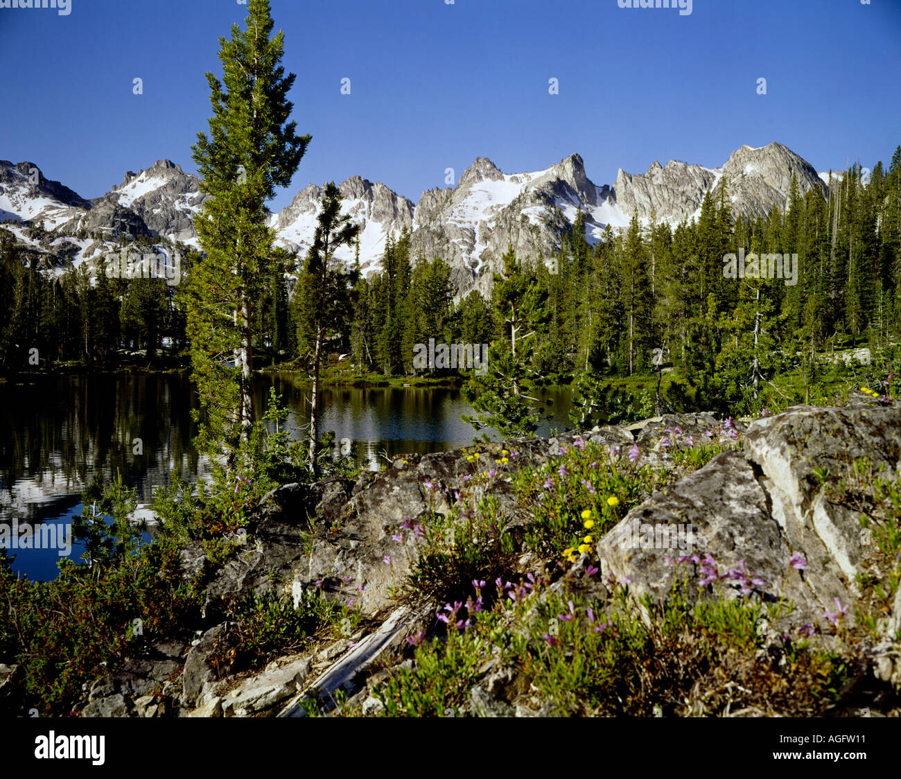 Alice Lake in the Sawtooth National Recreation Area of Idaho with ...