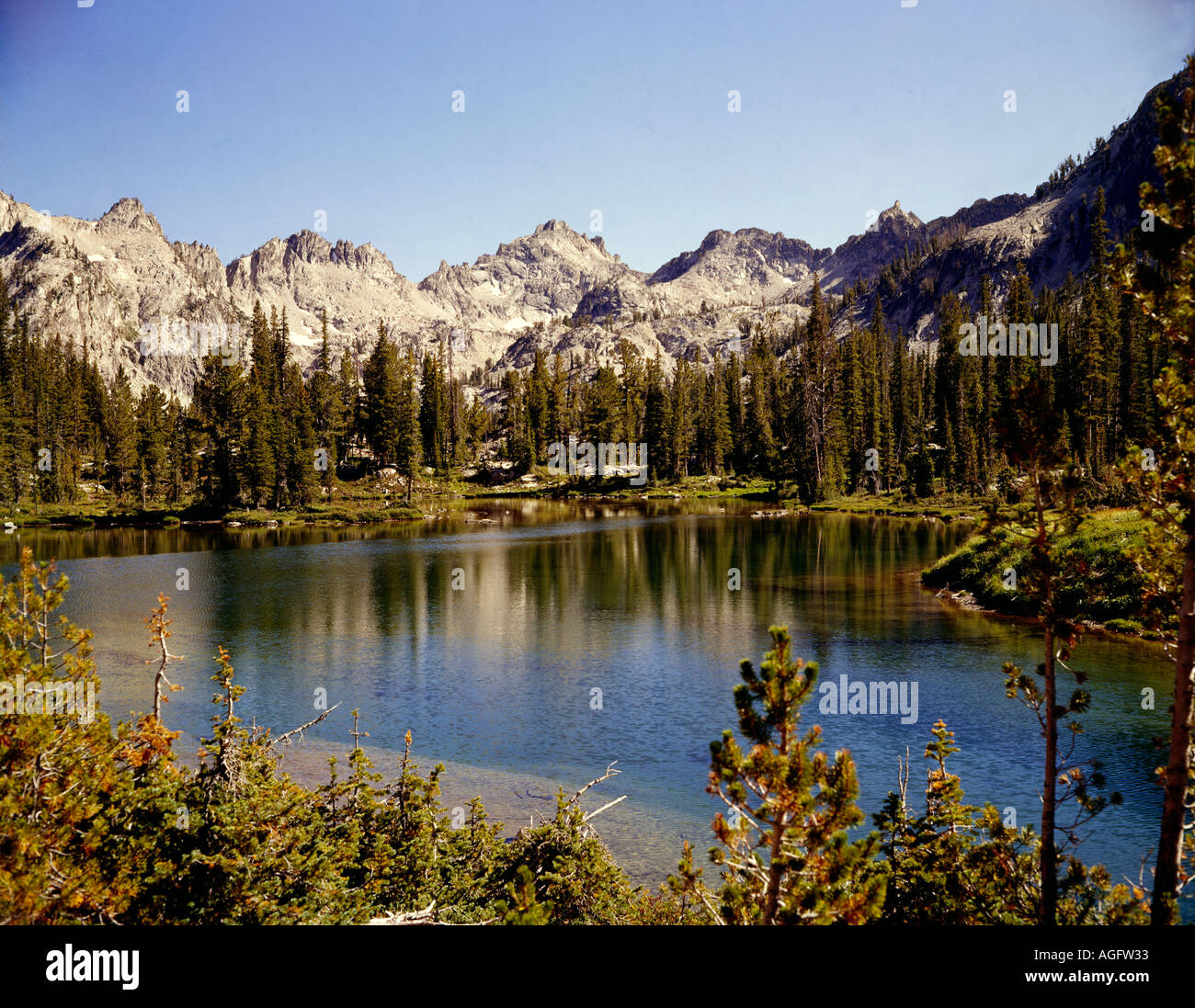 Alice Lake in the Sawtooth National Recreation Area of Idaho with ...