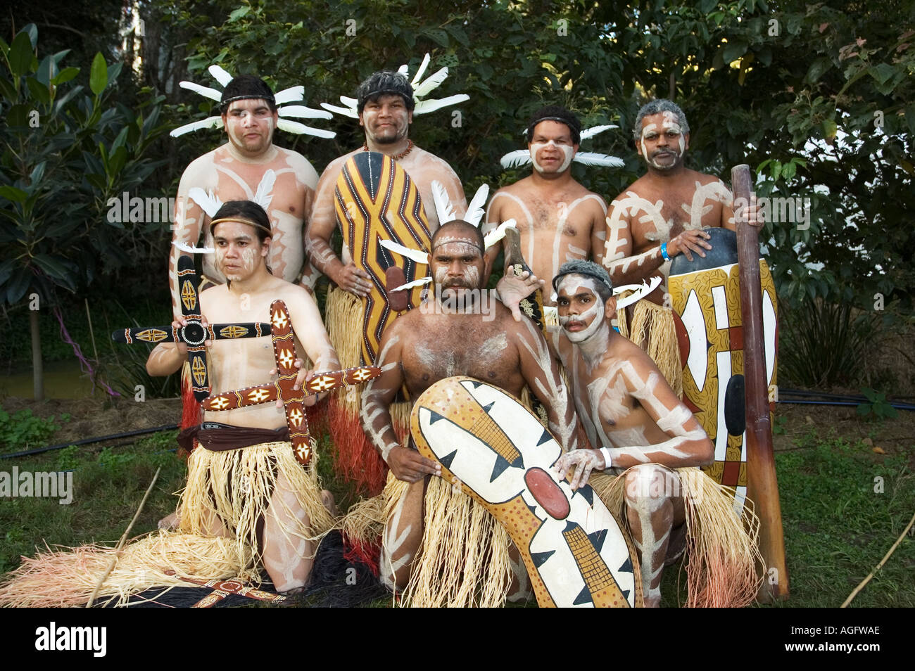 Australian Aboriginal dance group at First persons festival Stock Photo ...
