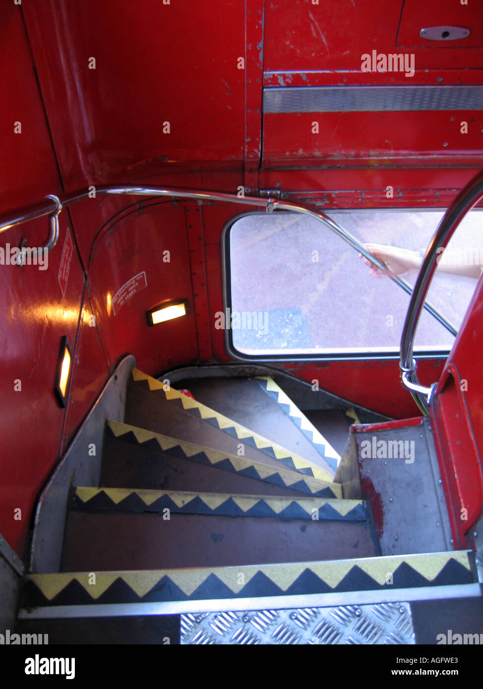 London Routemaster bus staircase to upper deck Stock Photo - Alamy