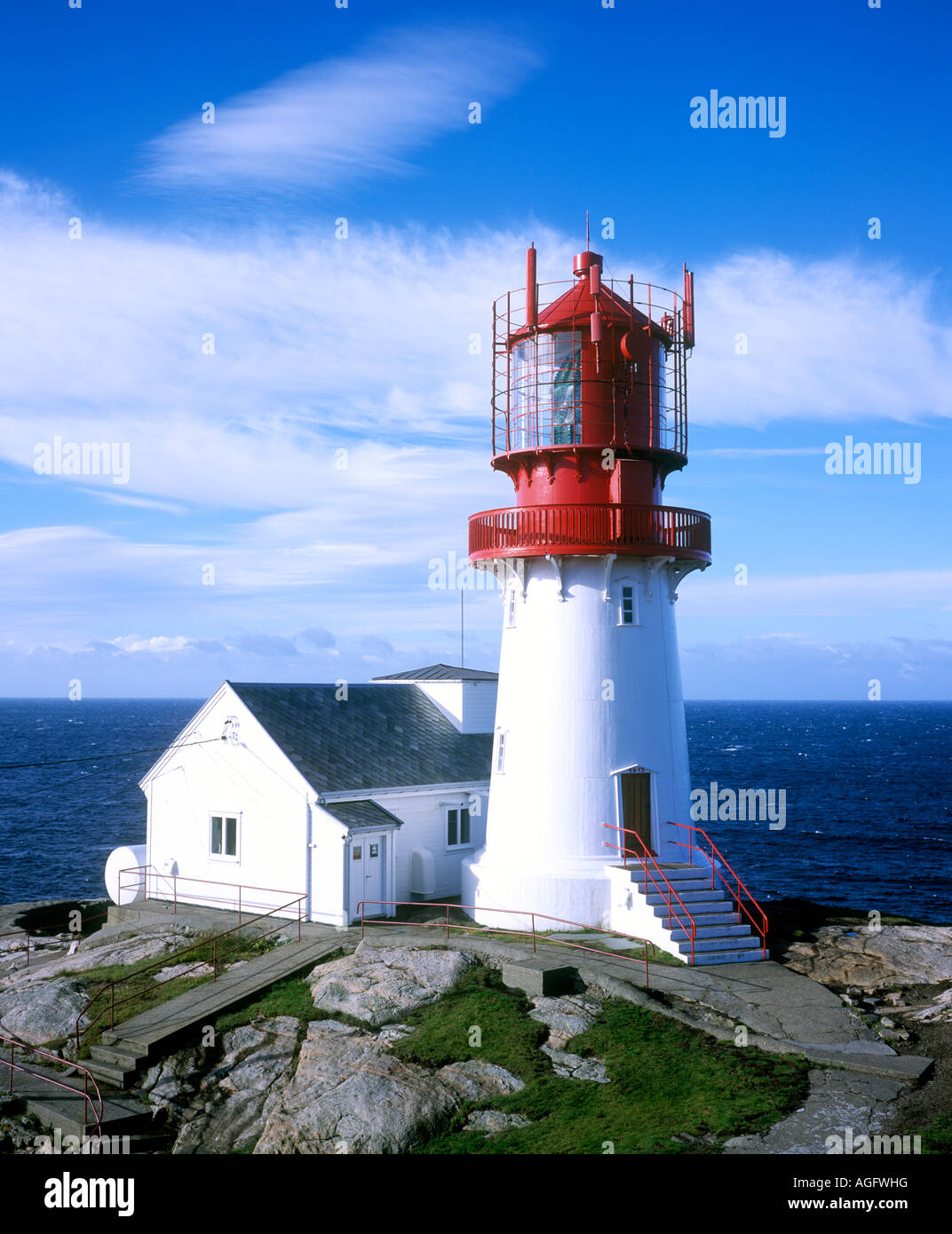 lighthouse at Lindesnes, the most southern point of Norway Stock Photo ...