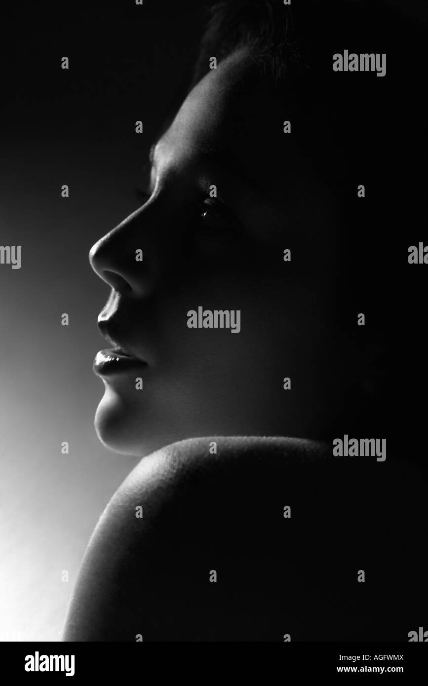 Portrait profile woman Black and White Stock Photos & Images - Alamy