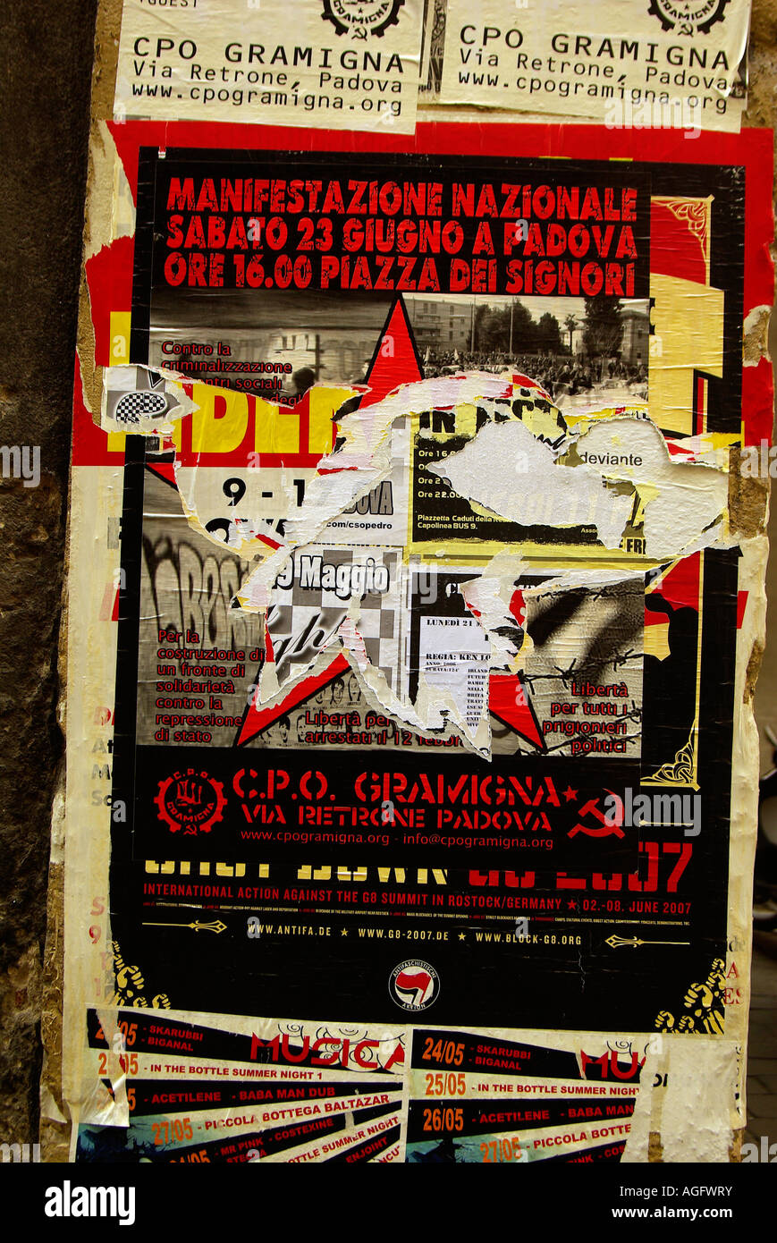 Street Art: Student protest posters interspersed with dance clubs Padua ...