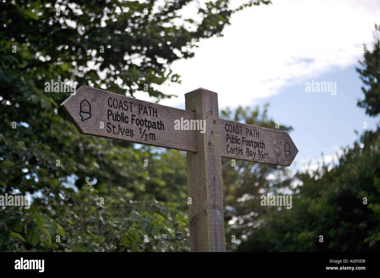 Signpost in St Ives Cornwall England Stock Photo - Alamy