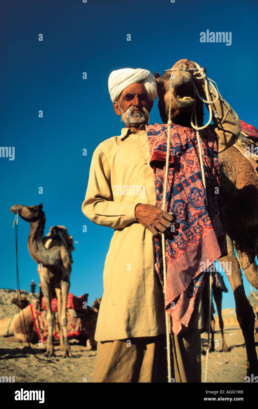 Camel with keeper, Sam desert, Rajasthan, India Stock Photo - Alamy